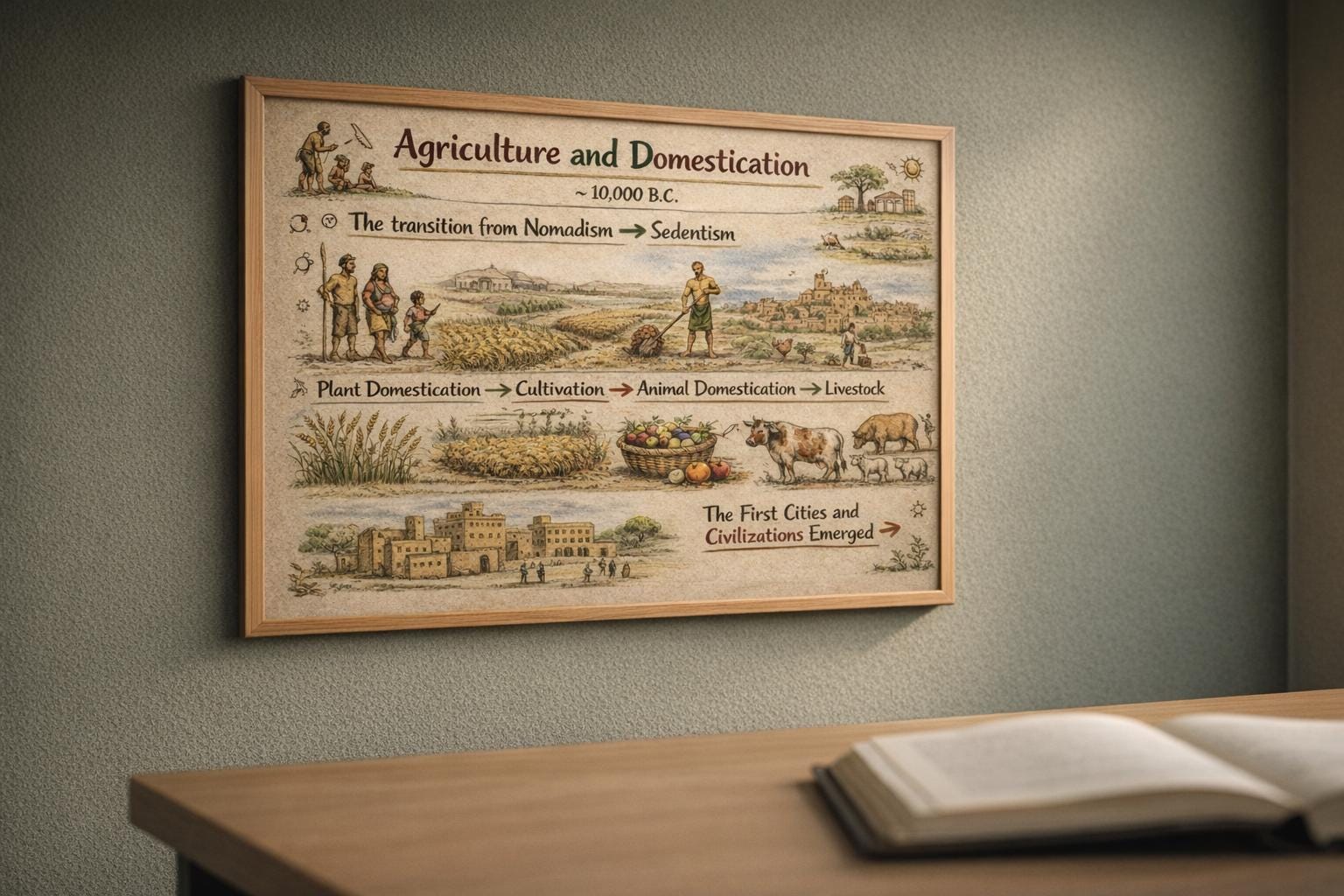 Agriculture and Animal Domestication Poster, Vintage Educational Print ...