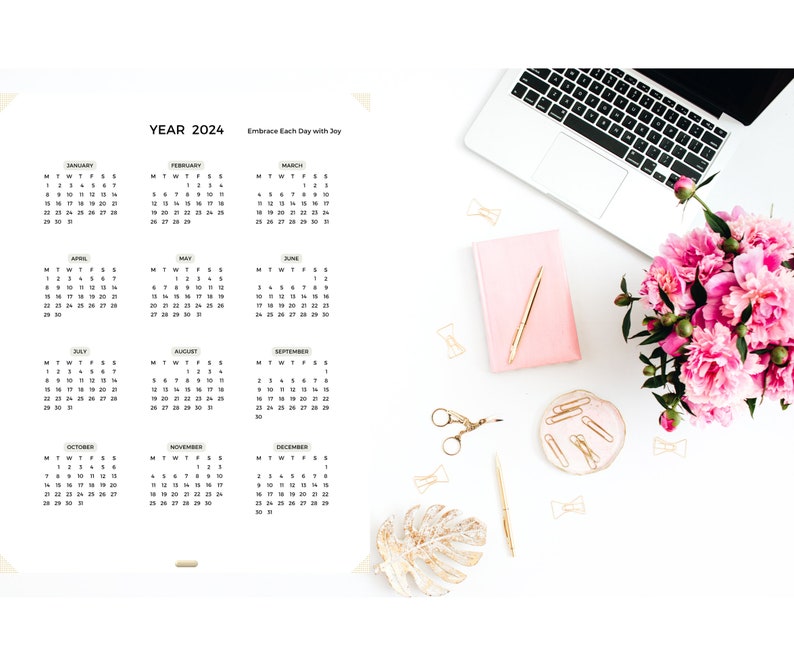 Simple 2024 Printable Calendar A4 Size, A3 Size and Letter Size for ...