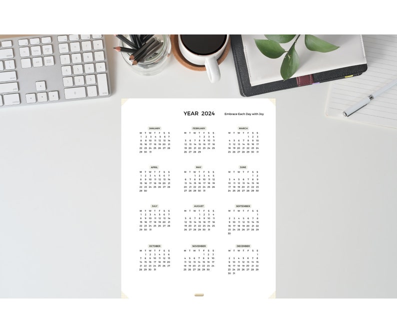 Simple 2024 Printable Calendar A4 Size, A3 Size and Letter Size for ...