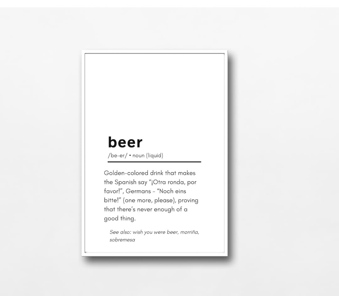 Beer Dictionary Definition Wordart Poster Funny DIY Gift A1 PDF, Jpeg ...