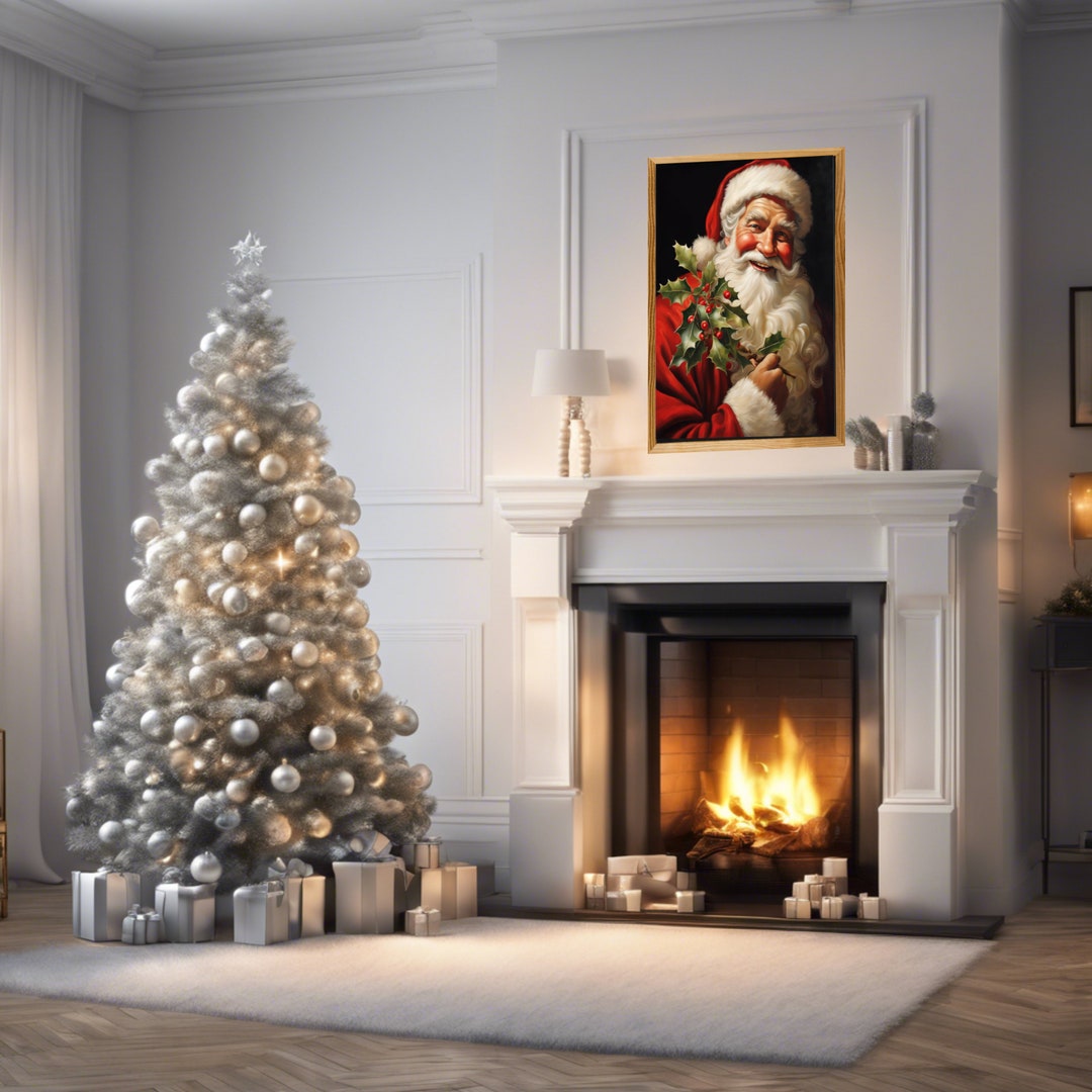 Santa Mistletoe Trending Print Digital Wall Art Download Xmas - Etsy