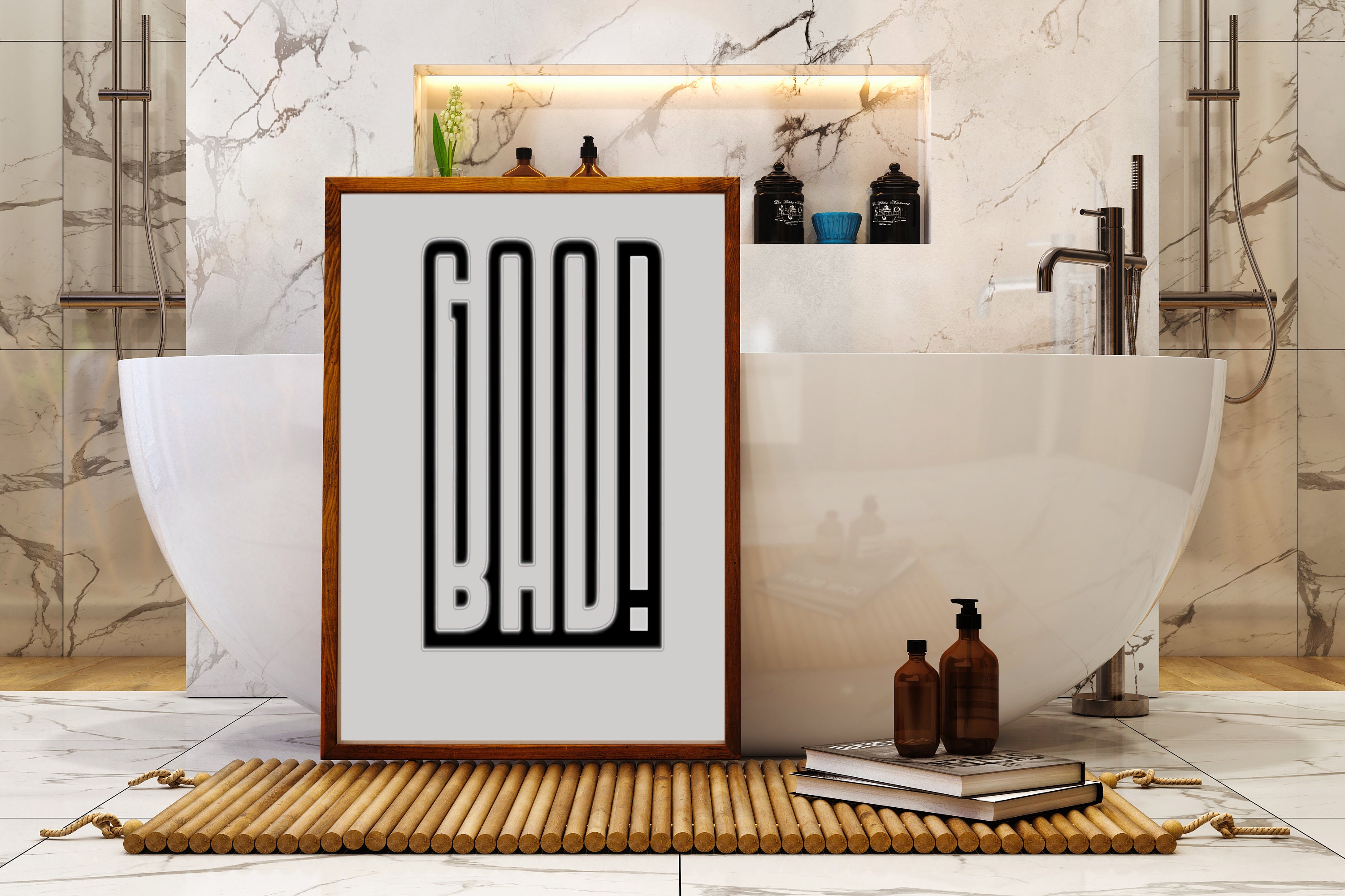 DIY Funny Poster Enchanting Goog-bad Word Art Print Humorous Bathroom ...