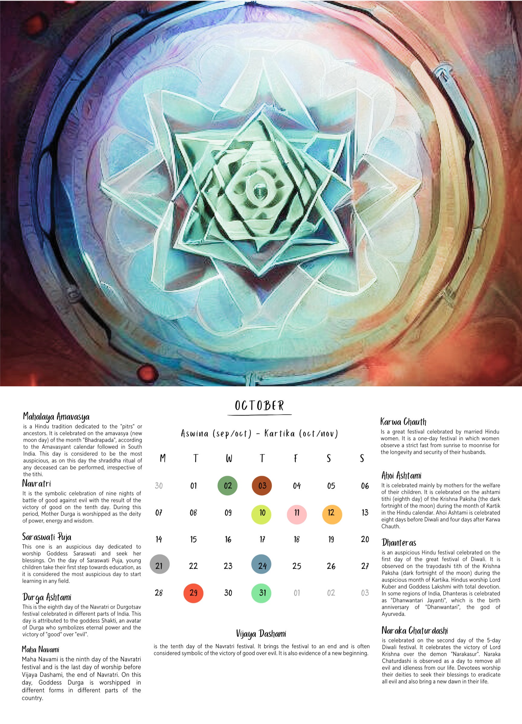 Enchanting Vedic Calendar, All Hindu Festivities, DIY Calendar Gift ...