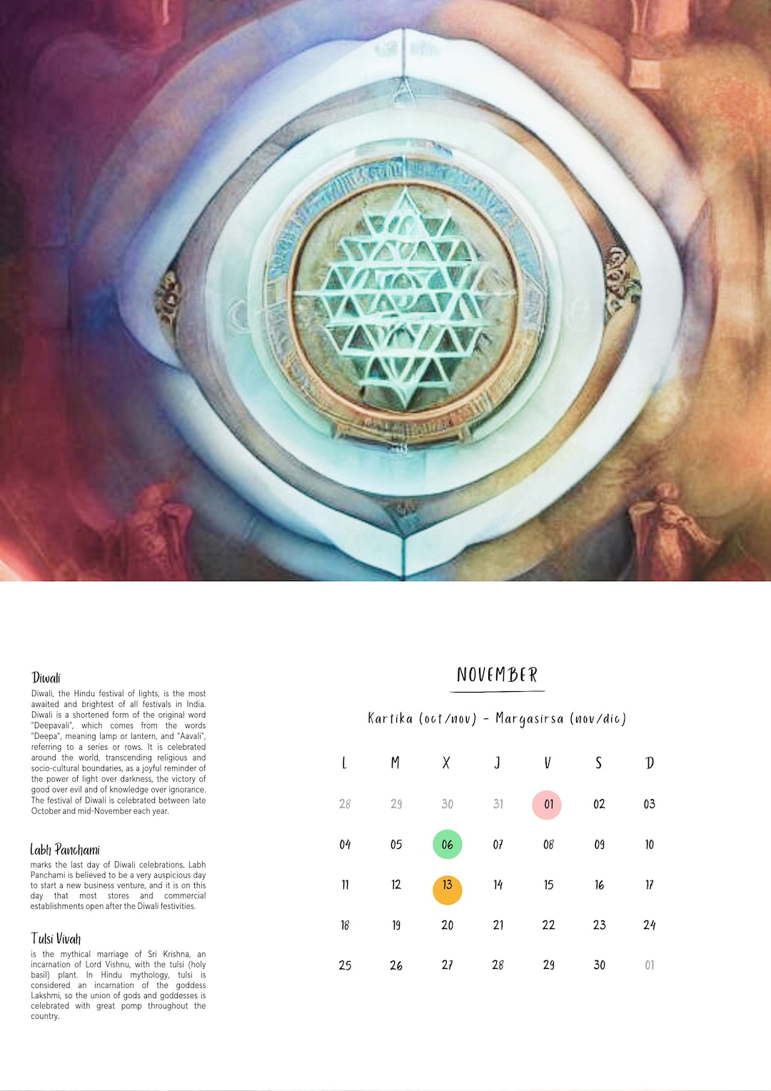 Enchanting Vedic Calendar, All Hindu Festivities, DIY Calendar Gift ...