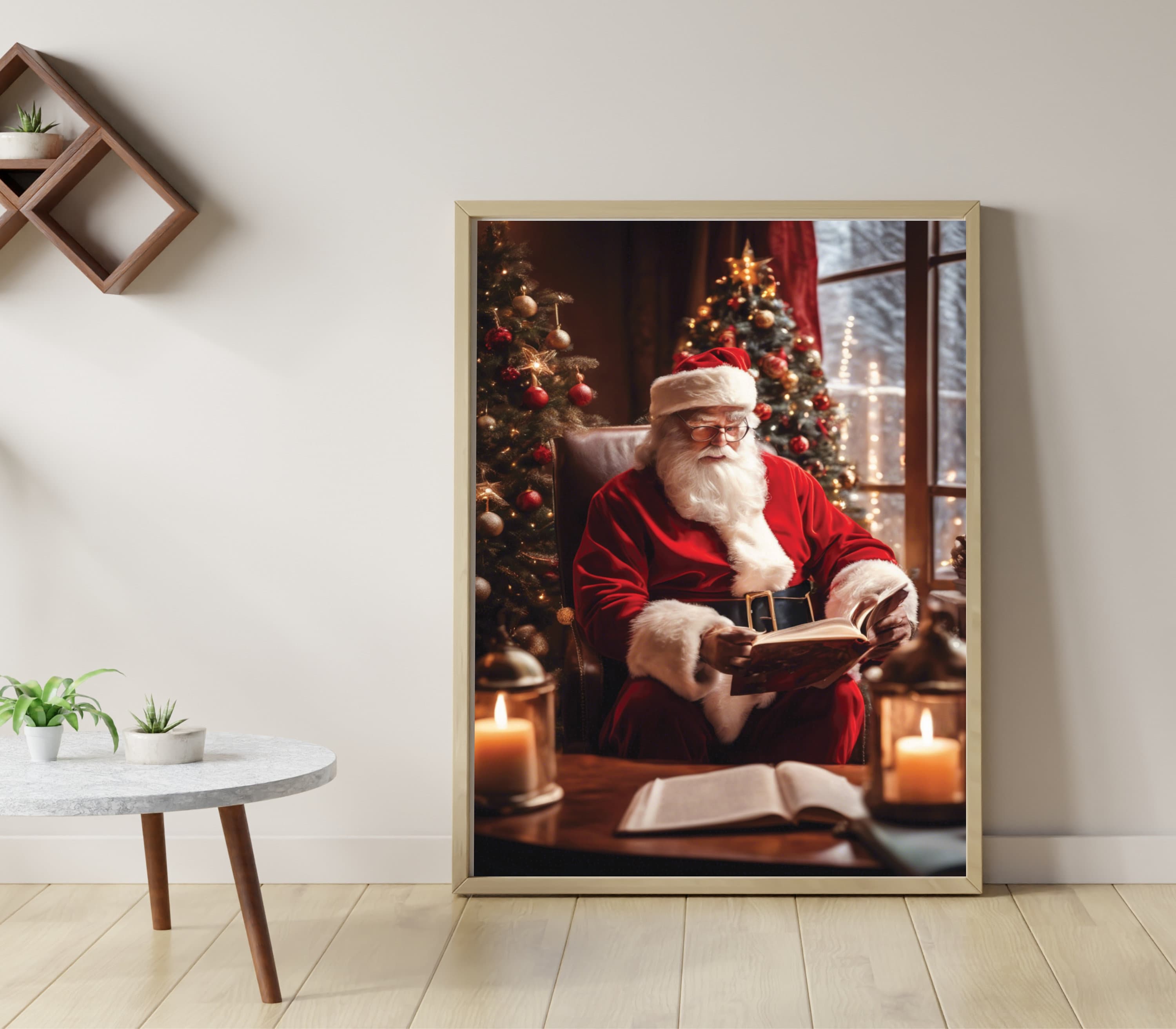 Santa Reading a Book Trending Print Digital Wall Art Downloading ...