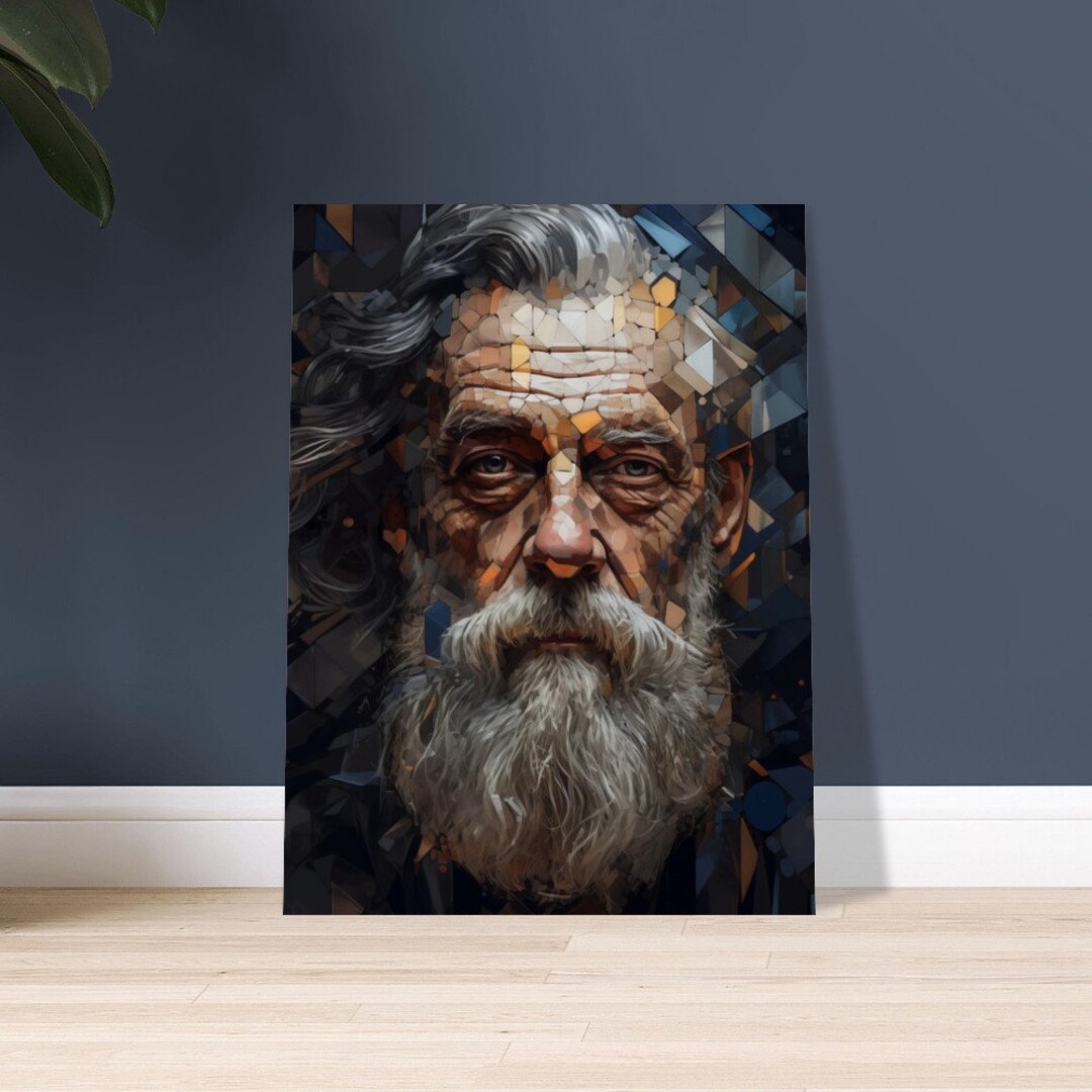 Old Man Face, Canvas Wall Art, Fragmented, Man Portrait Canvas ...