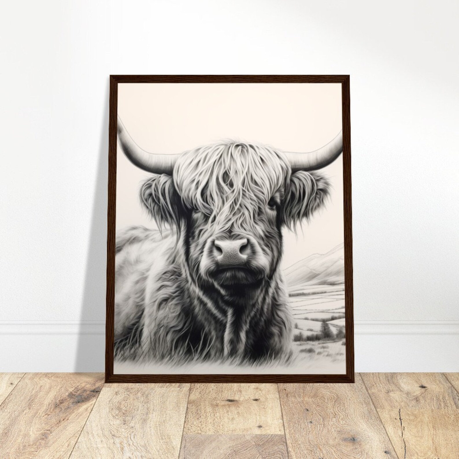 Highland Cattle - Nature - Poster in Black & White - Highlands ...