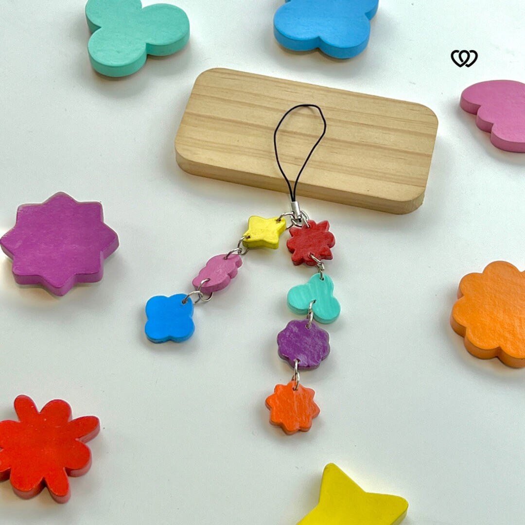 BTS Permission to Dance PTD Confetti Shapes Wooden Dangling Keychain ...