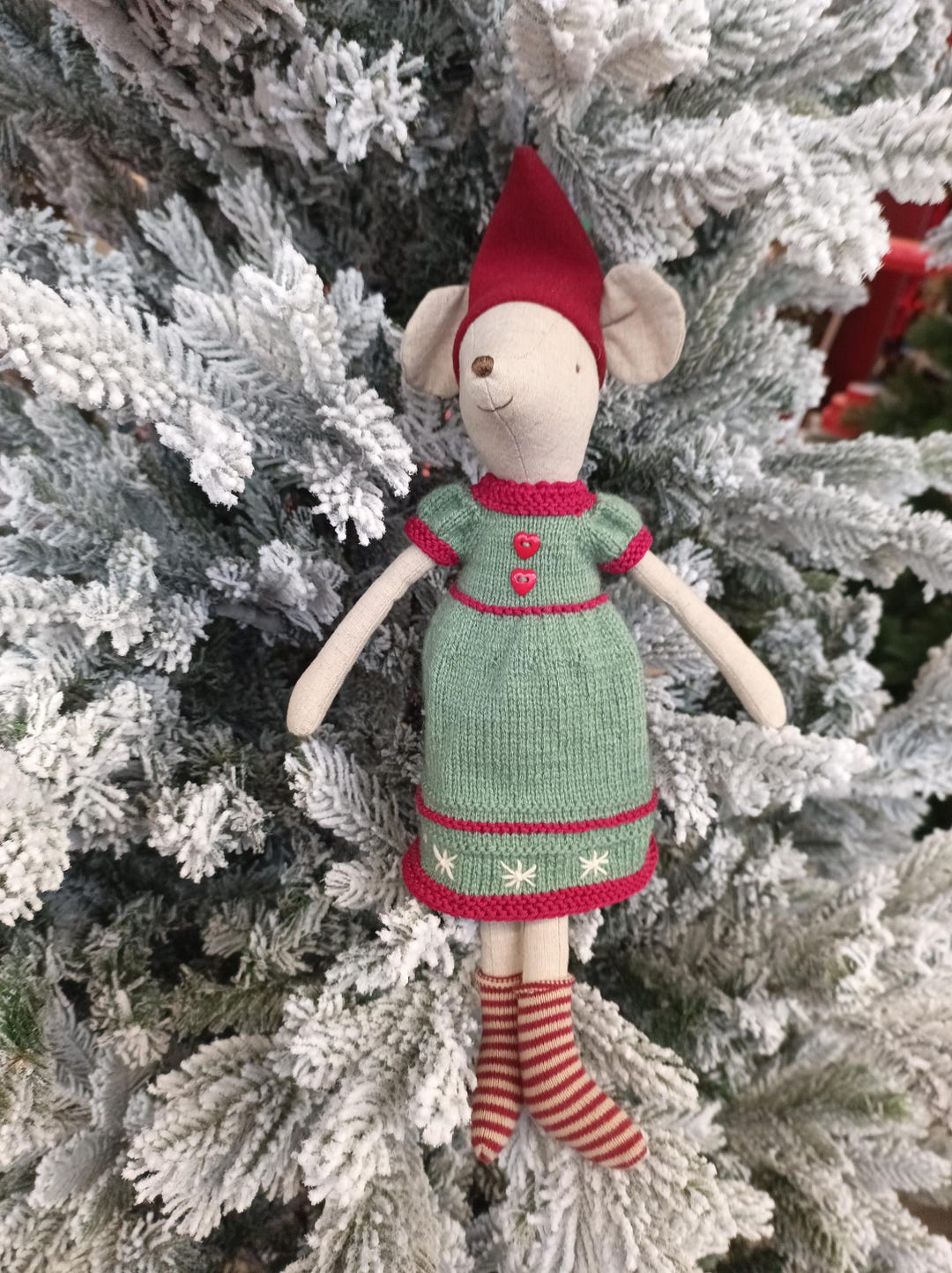 A Knitted Dress and a Christmas Hat for a 35 Cm Maileg Mouse - Etsy