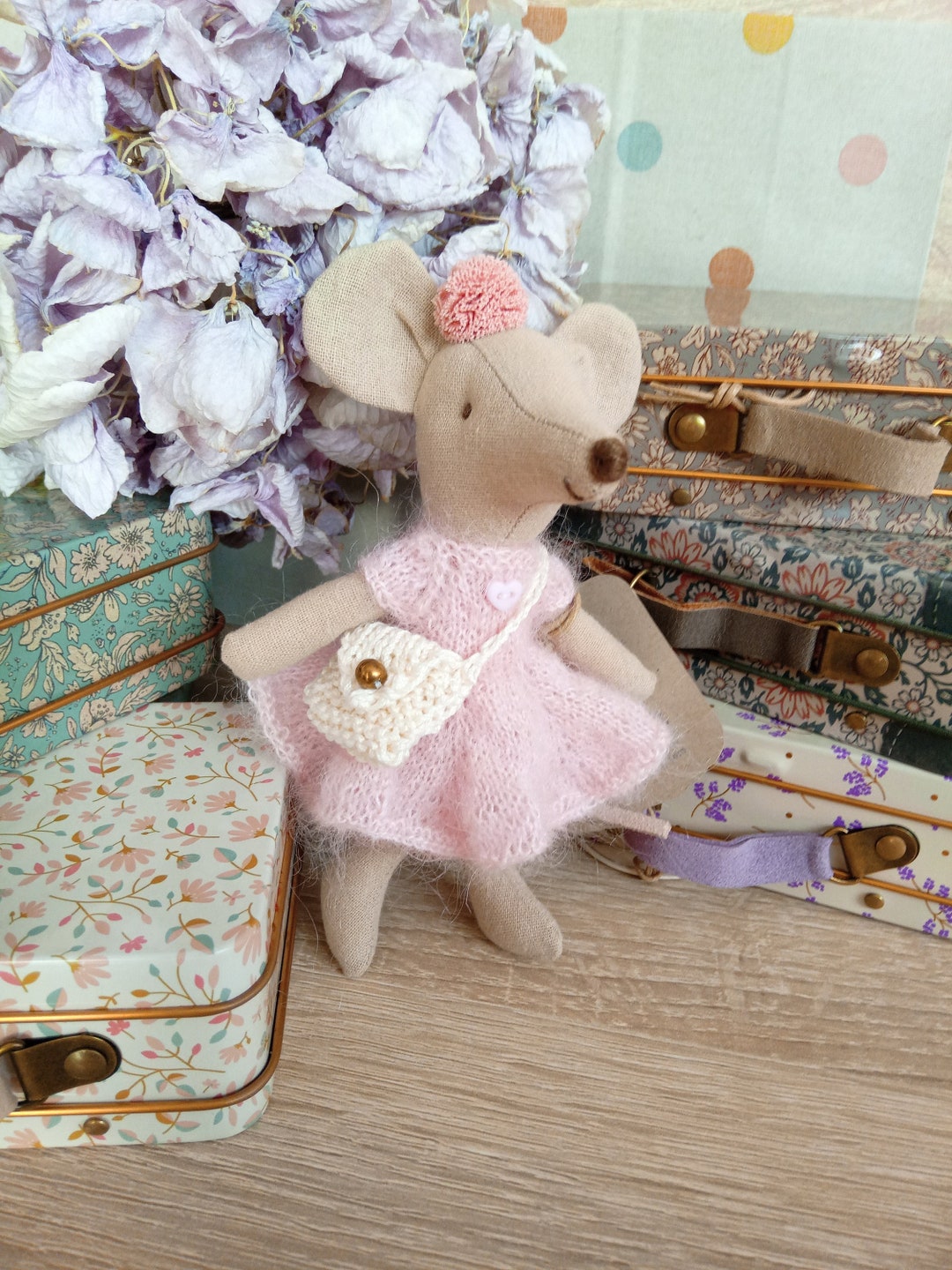 Powder Pink Knitted Mohair Dress for Maileg Mouse Toy - Etsy