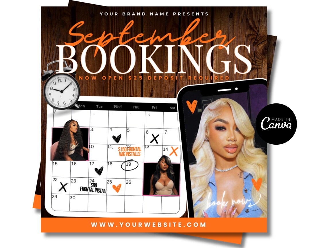 September Booking Flyer , DIY Canva Flyer, Editable September Booking ...
