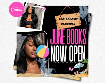 June Booking Flyer, DIY Flyer Template Design, June Appointment Flyer ...