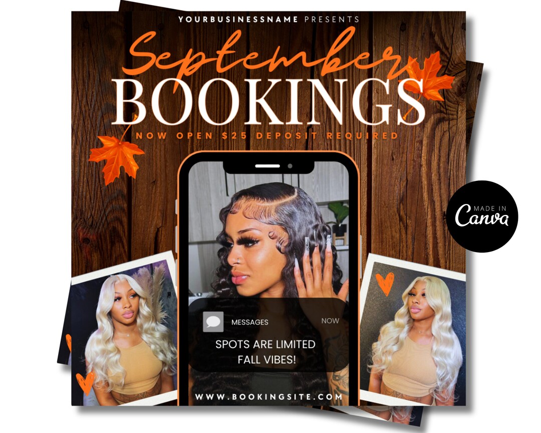 September Booking Flyer , DIY Canva Flyer, Editable September Booking ...