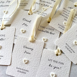 Personalised Wedding Favour Tags, Alcohol Tags, We Tied the Knot ...
