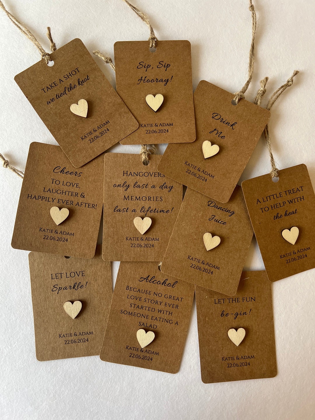 Personalised Wedding Favour Tags, Alcohol Tags, We Tied the Knot ...
