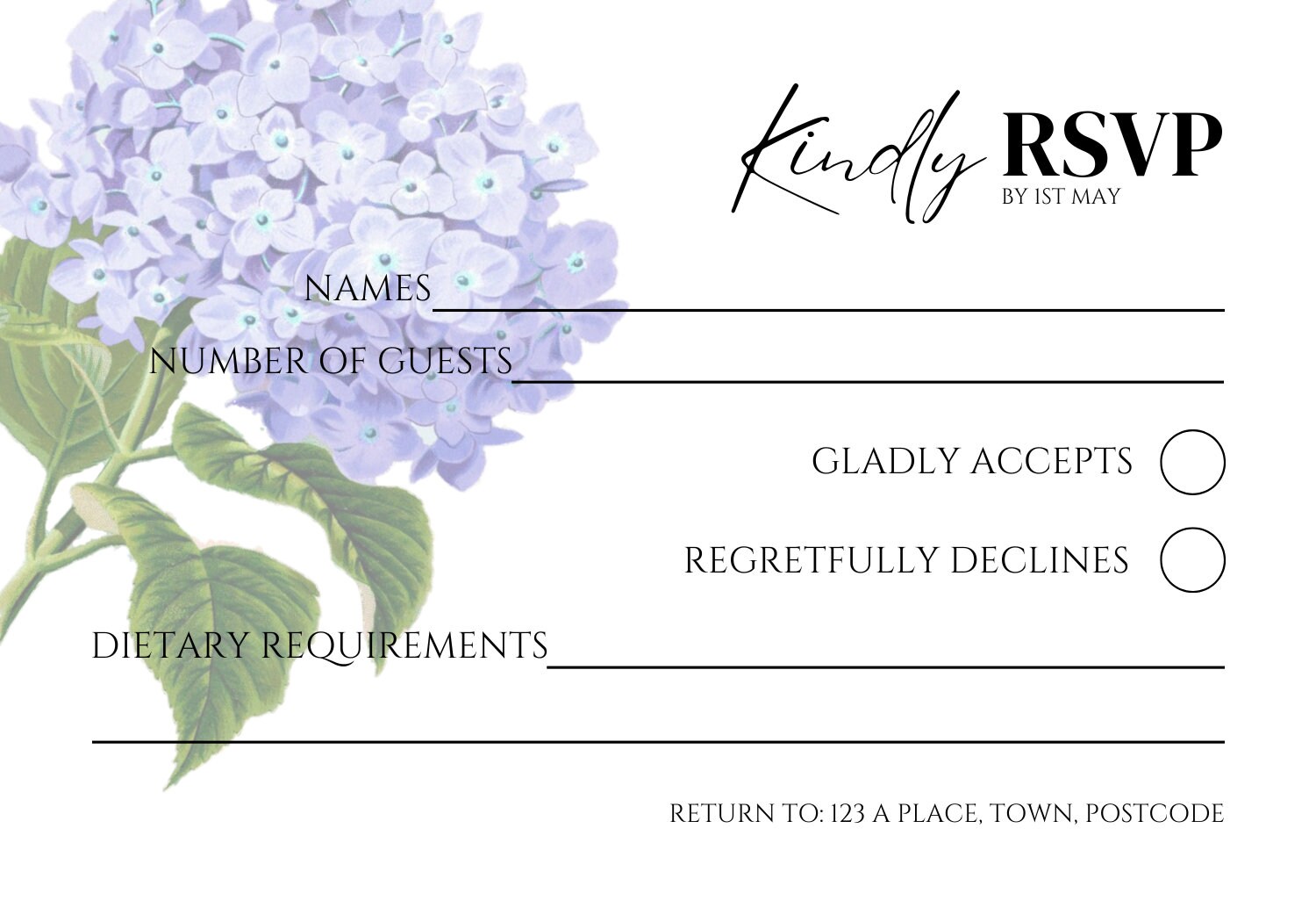Blue Hydrangea Wedding Invitation Suite – Editable Template (digital ...