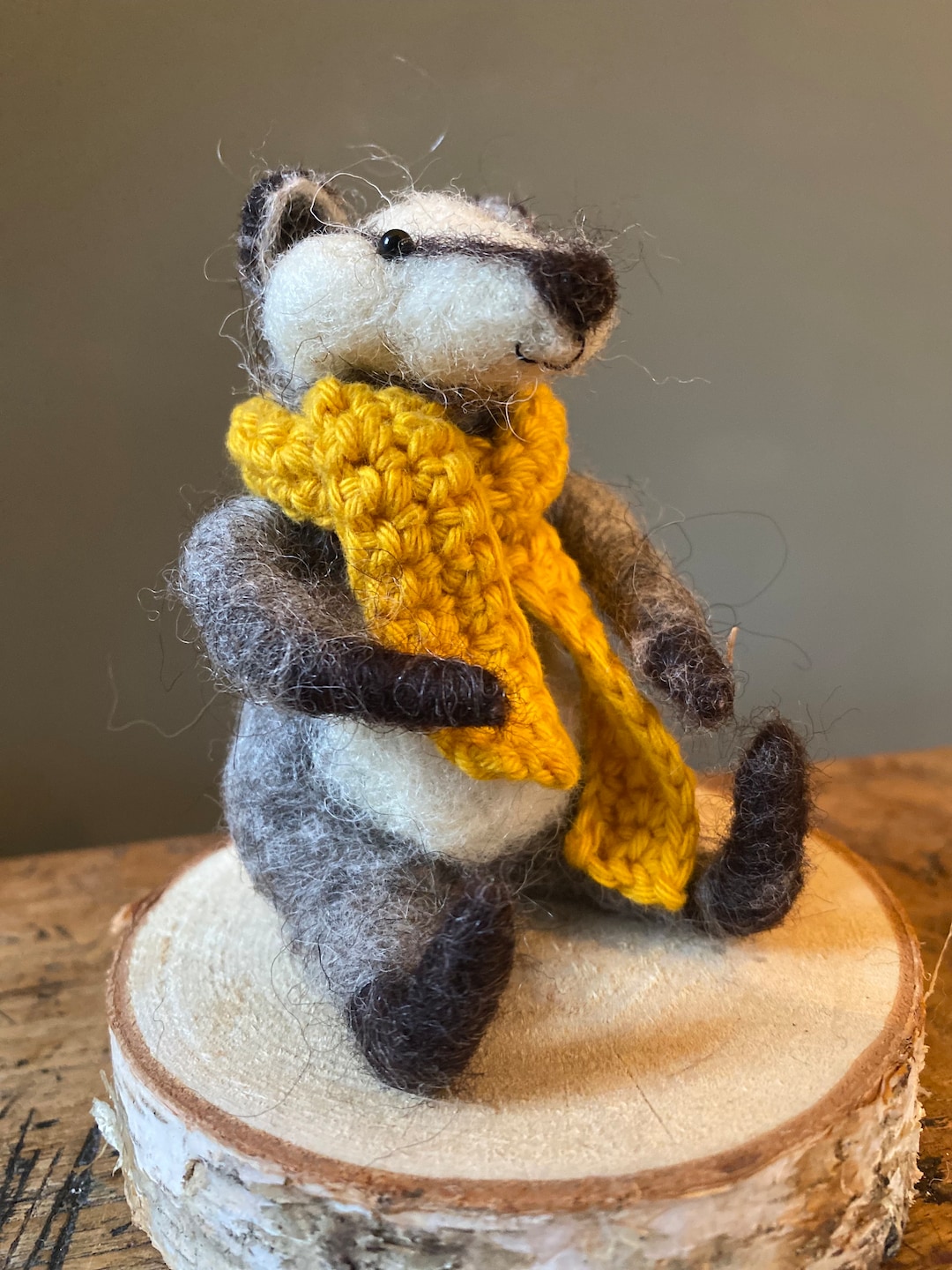 Needle Felt Badger Handmade Gift Cute Badger Wool Character Miniature ...