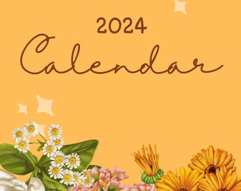 2024 Calendar Minimalist Watercolor Yearly Wall Calendar Printable ...