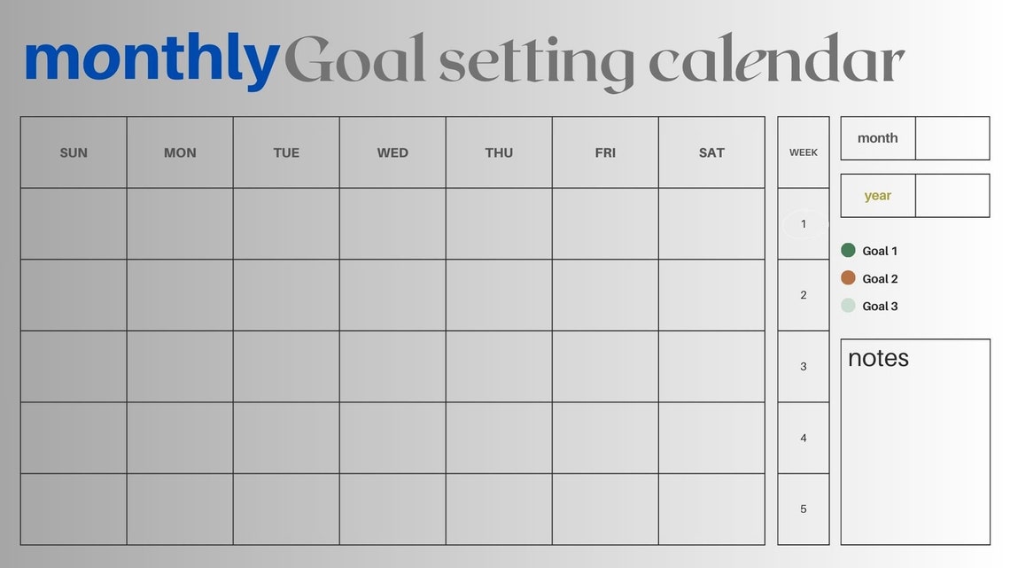 Discounted Printable 2024 Goal Setting Calendar Achieve Your Dreams - Etsy