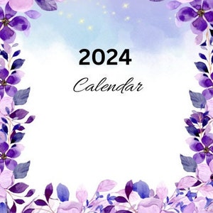 2024 Calendar Minimalist Watercolor Yearly Wall Calendar Printable ...