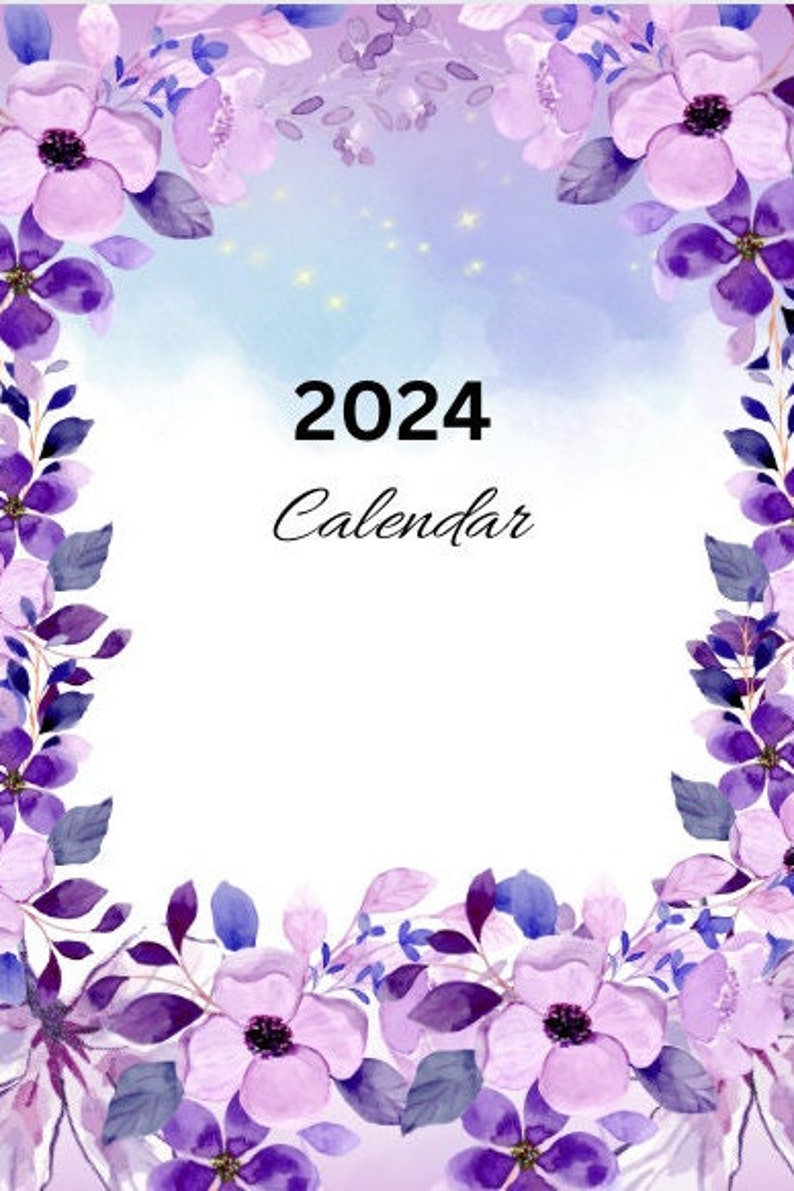2024 Calendar Minimalist Watercolor Yearly Wall Calendar Printable ...