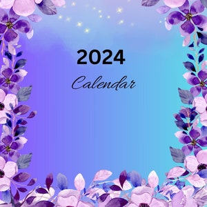 2024 Calendar Minimalist Watercolor Yearly Wall Calendar Printable ...