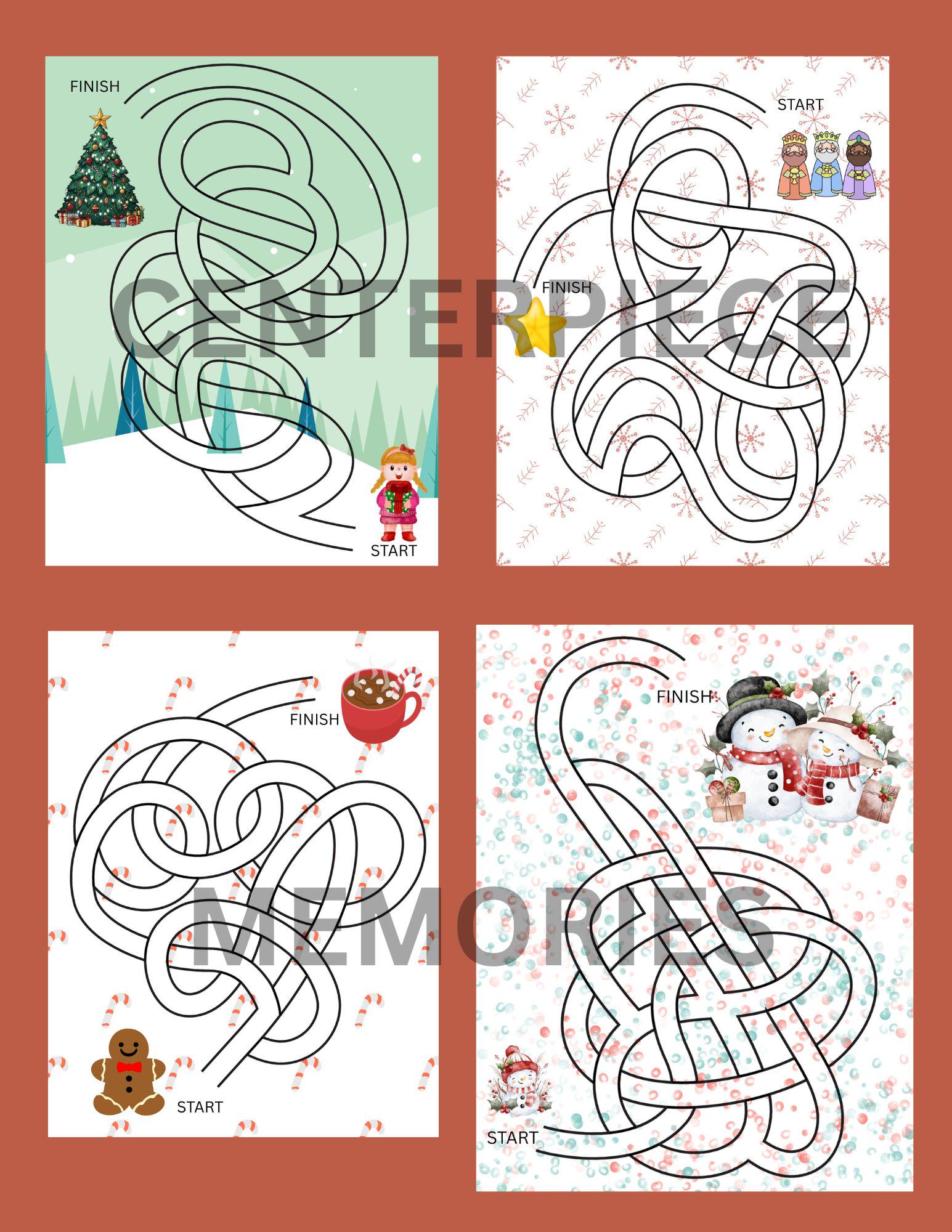 Christmas Printable Mazes for Children – Holiday Puzzle Worksheets ...