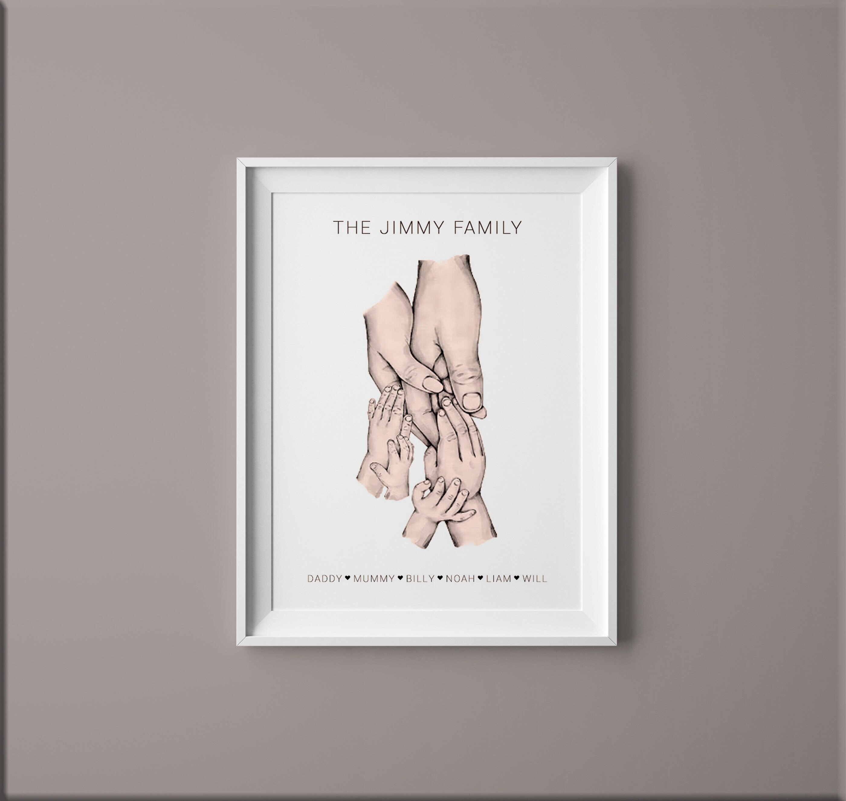 Personalized Family Hands Print Custom Family Portrait Keepsake ...