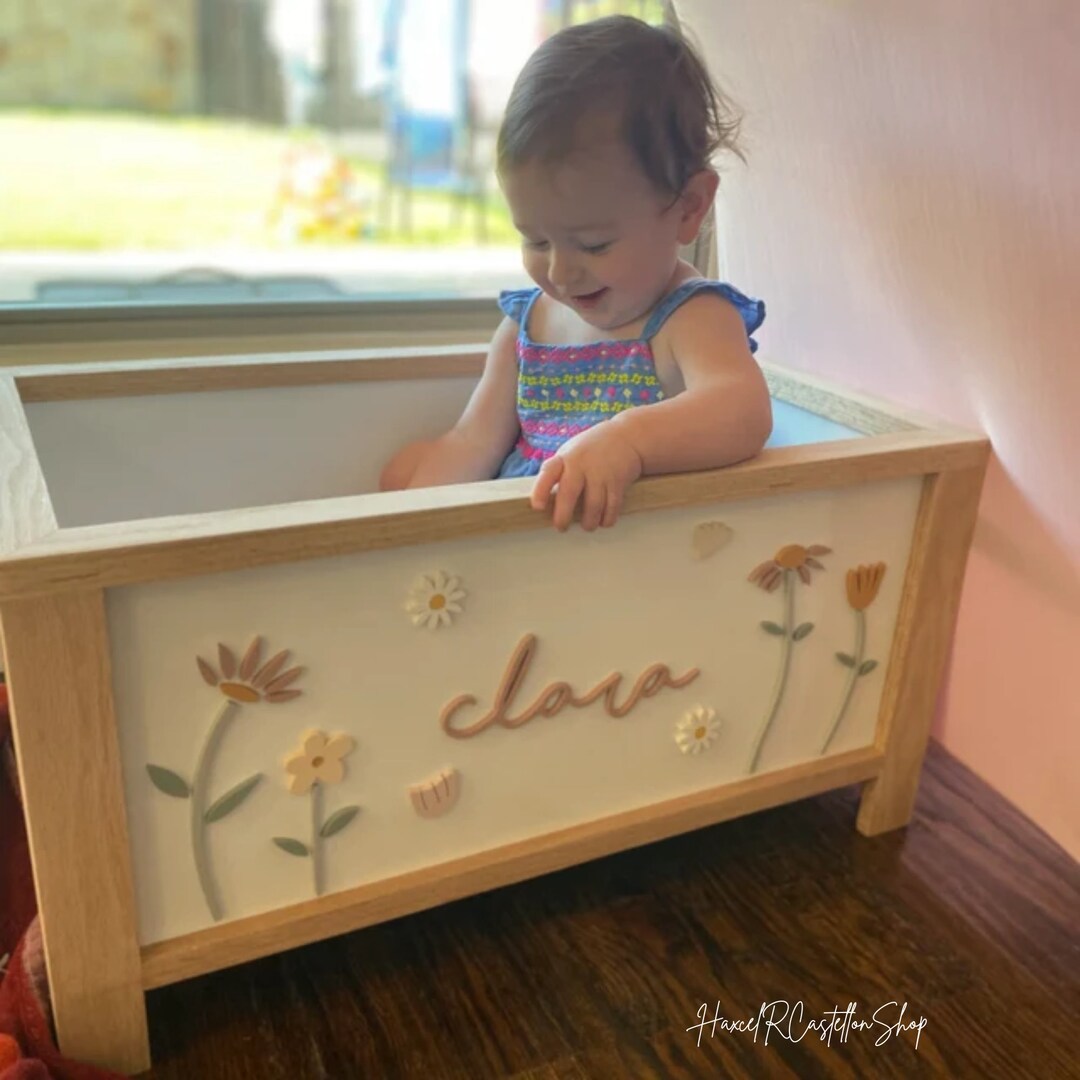 Girl's Room: Wildflower Toy Chest With Name Storage for Toys Flowers ...