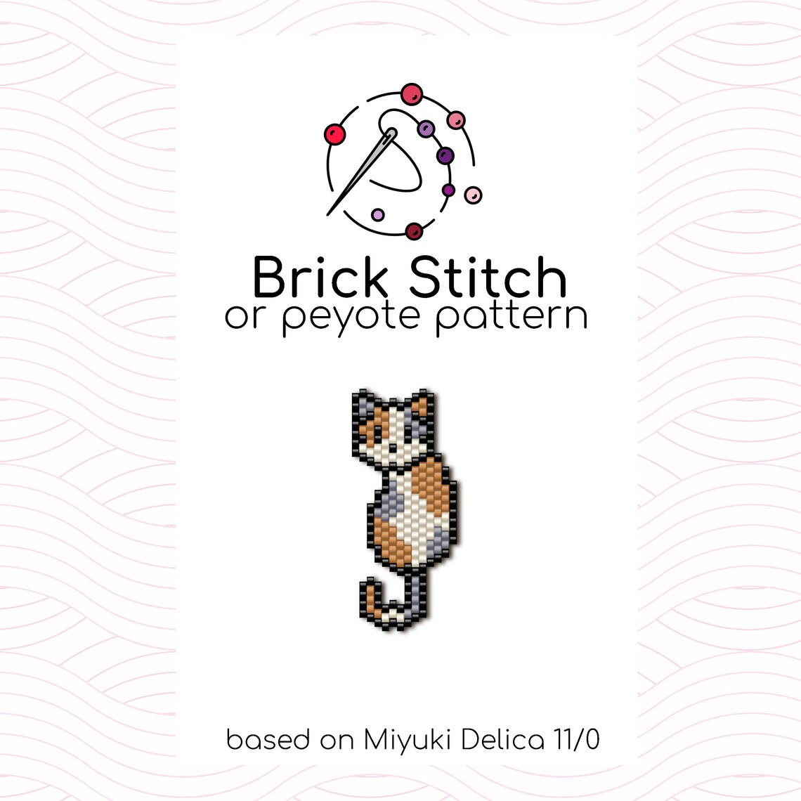 Three Color Kitten Brick Stitch Pattern - Brick or Peyote Stitch ...