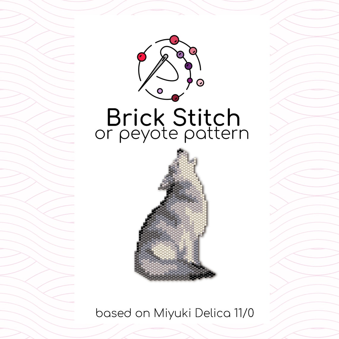 Full Moon Wolf Sitting Brick Stitch Pattern - Brick or Peyote Stitch ...