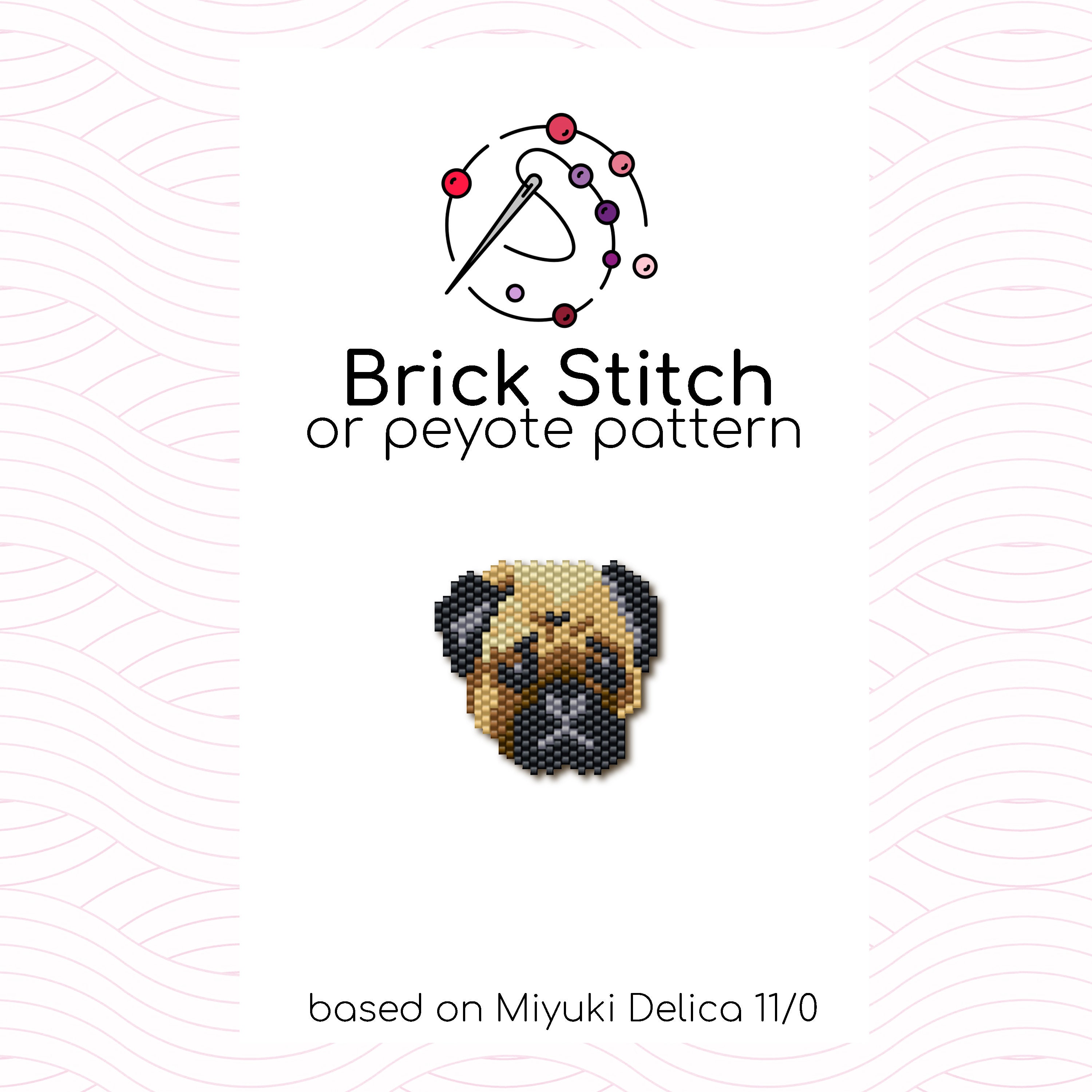Pug Brick Stitch Pattern Brick or Peyote Stitch Pattern Based on Miyuki ...