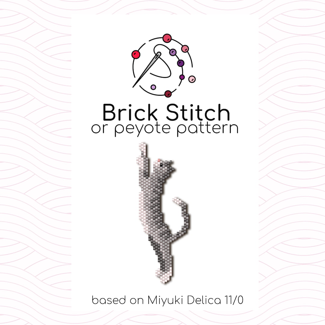 Cat Plays Brick Stitch Pattern - Brick or Peyote Stitch Pattern Based ...