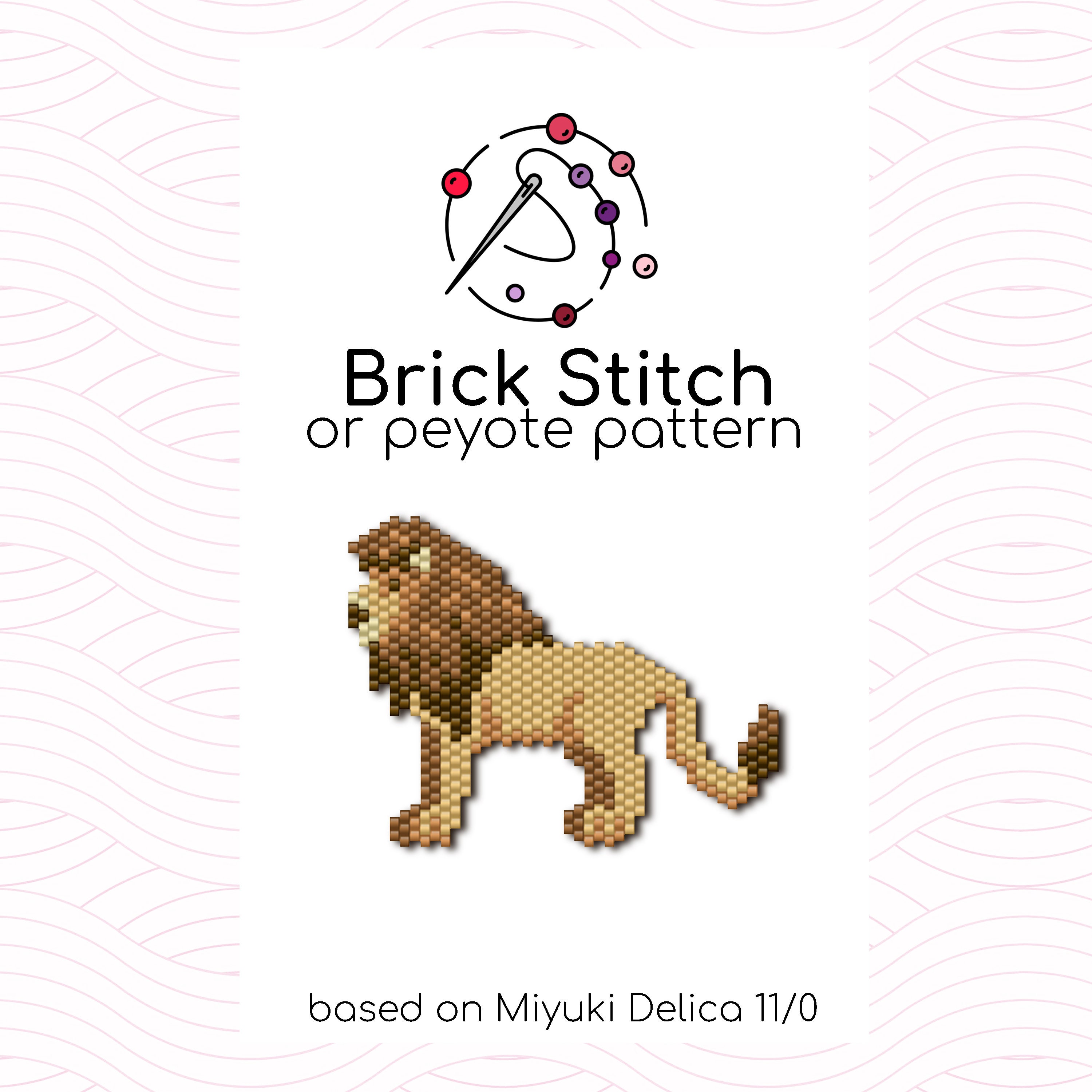 Lion Brick Stitch Pattern - Brick or Peyote Stitch Pattern Based on ...