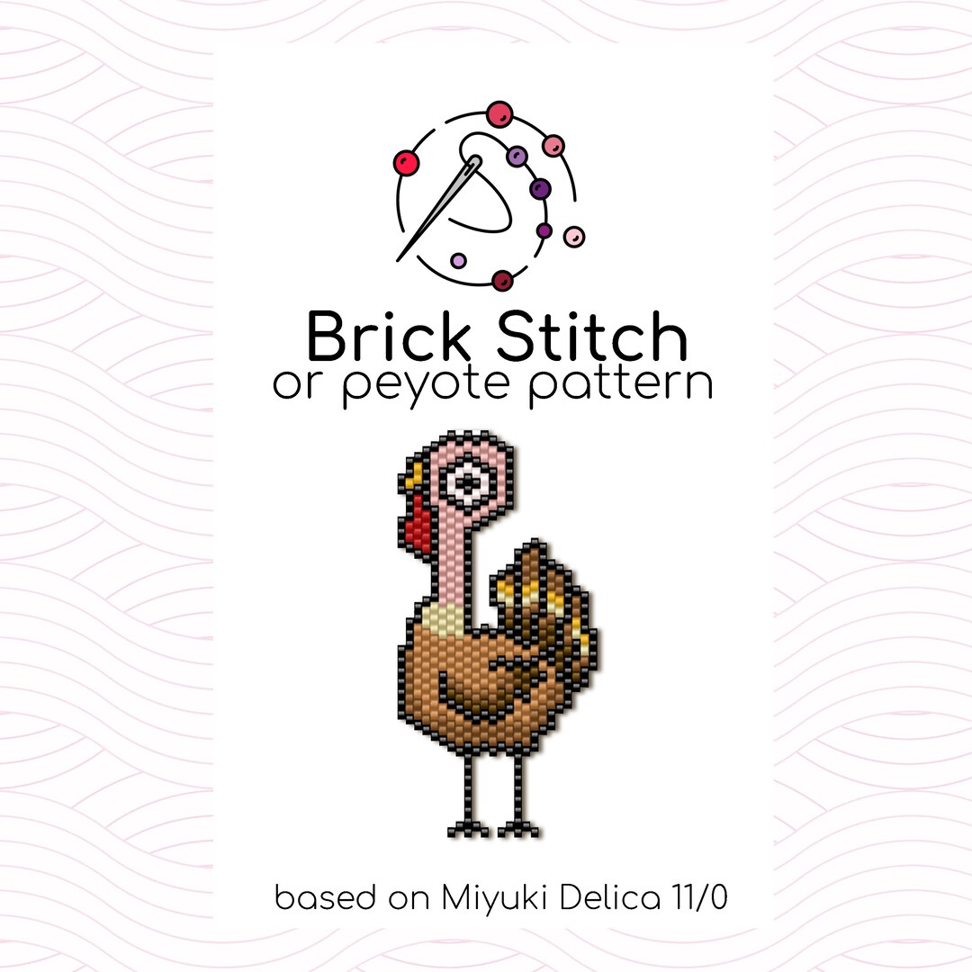 Thanksgiving Turkey Brick Stitch Pattern - Brick or Peyote Stitch ...