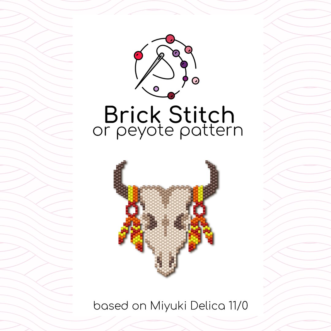Bull Skull Brick Stitch Pattern - Brick or Peyote Stitch Pattern Based ...