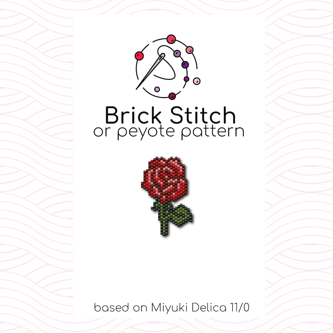 Beautiful Red Rose Brick Stitch Pattern - Brick or Peyote Stitch ...