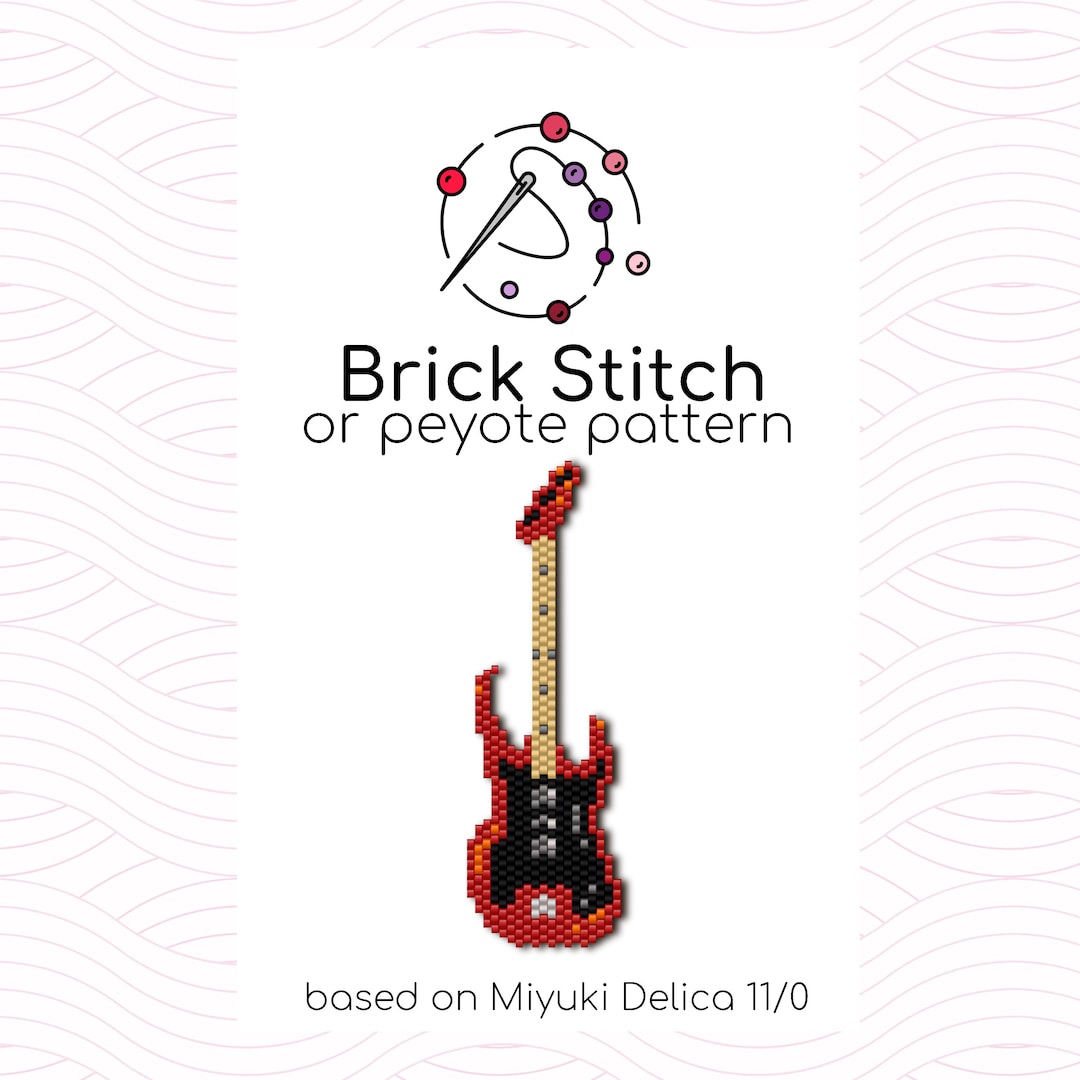 Small Electric Guitar Brick Stitch Pattern - Brick or Peyote Stitch ...
