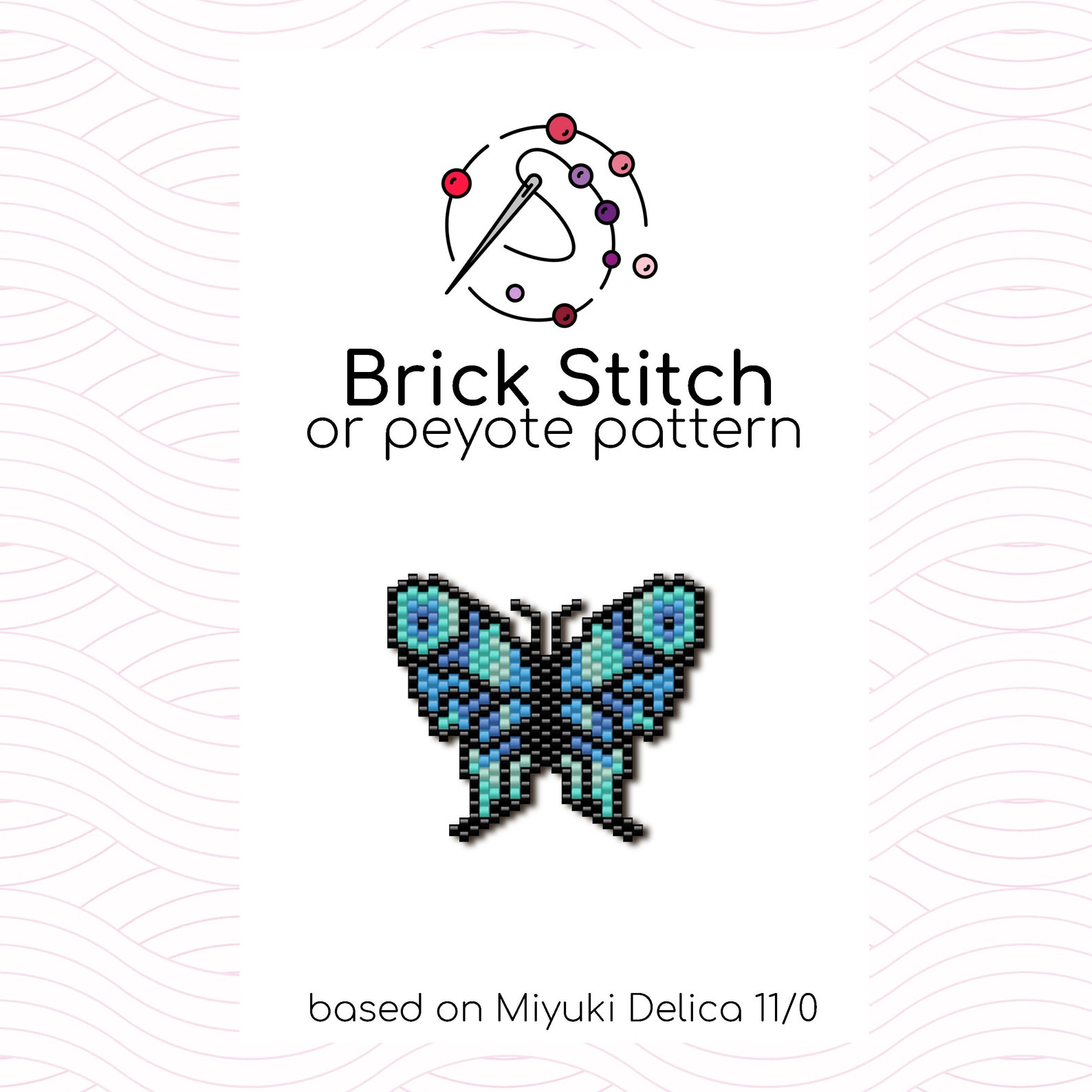 Shiny Blue Butterfly Brick Stitch Pattern - Brick or Peyote Stitch ...