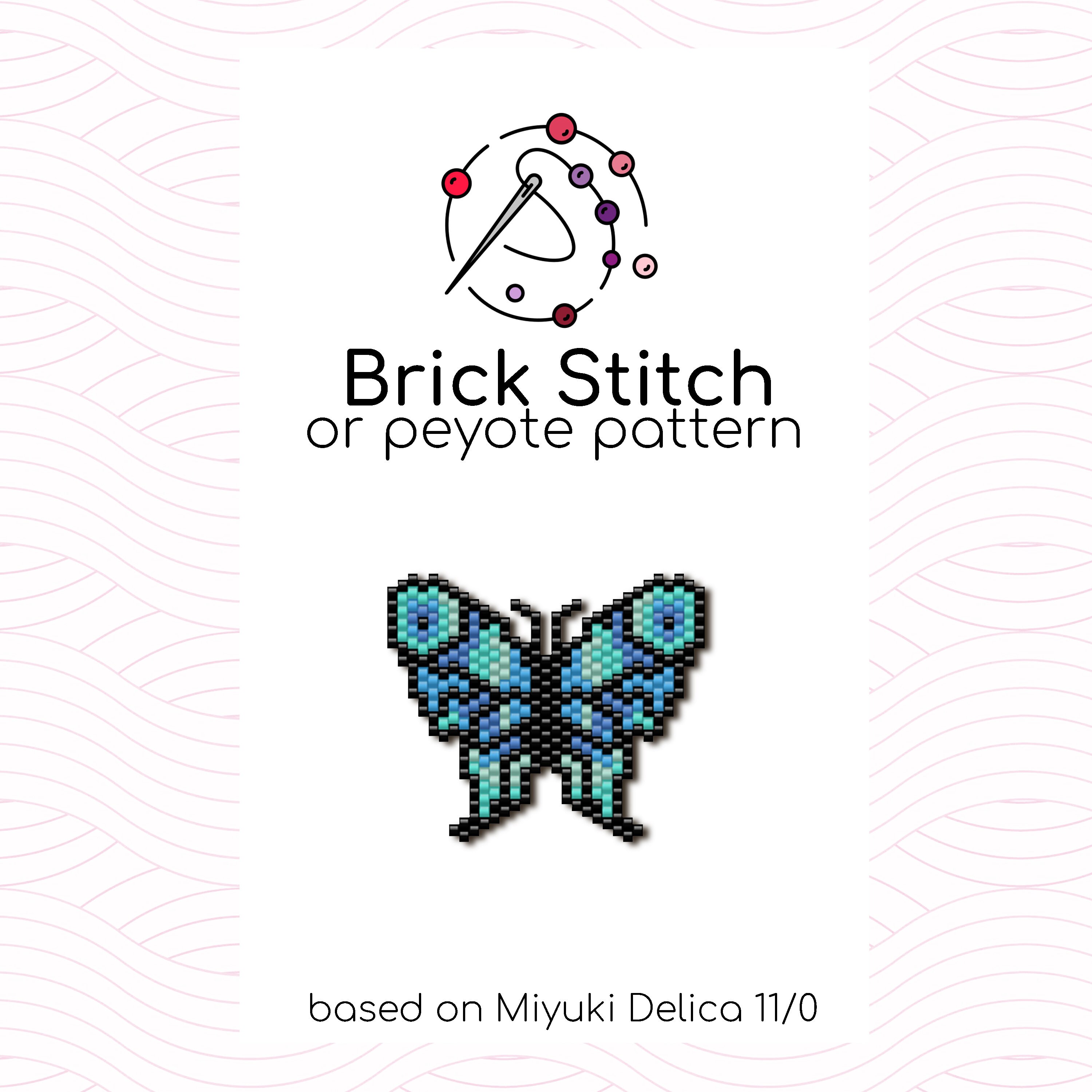 Shiny Blue Butterfly Brick Stitch Pattern - Brick or Peyote Stitch ...