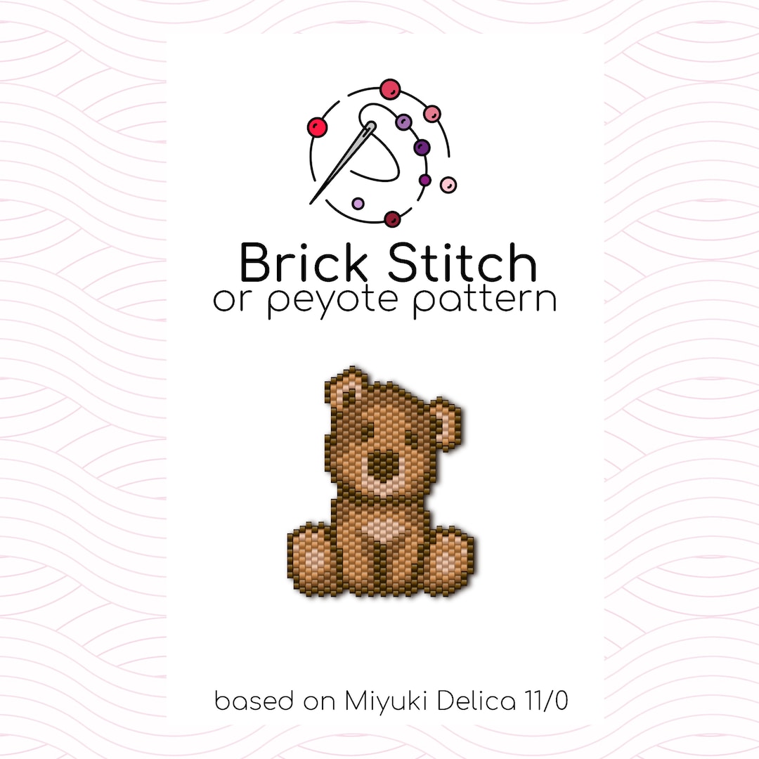 Cute Teddy Bear Brick Stitch Pattern - Brick or Peyote Stitch Pattern ...