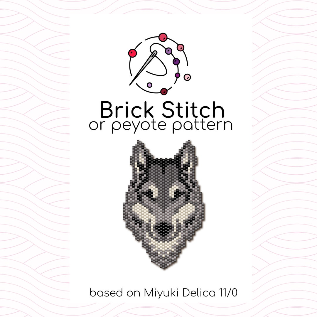 Wolf Brick Stitch Pattern - Brick or Peyote Stitch Pattern Based on ...
