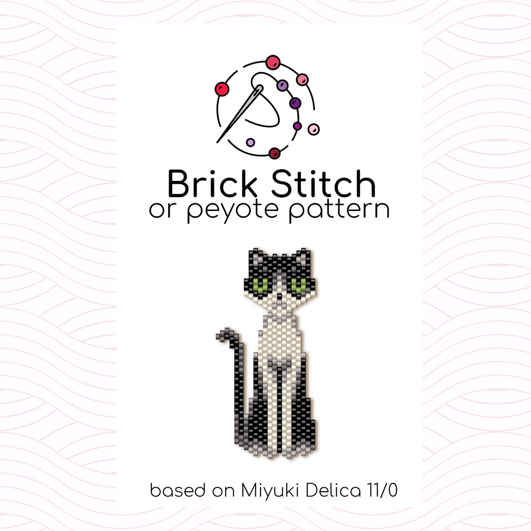 Black and White Cat Brick Stitch Pattern - Brick or Peyote Stitch ...