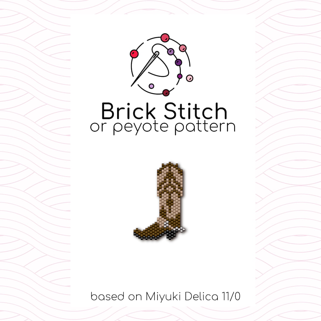 Cowboy Boot Brick Stitch Pattern - Brick or Peyote Stitch Pattern Based ...