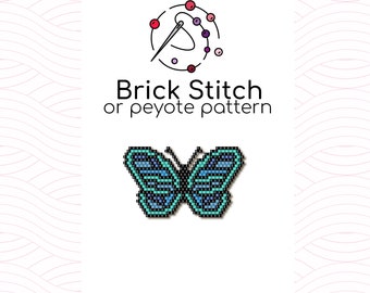 Blue Butterfly Brick Stitch Pattern Brick Stitch or Peyote Pattern ...