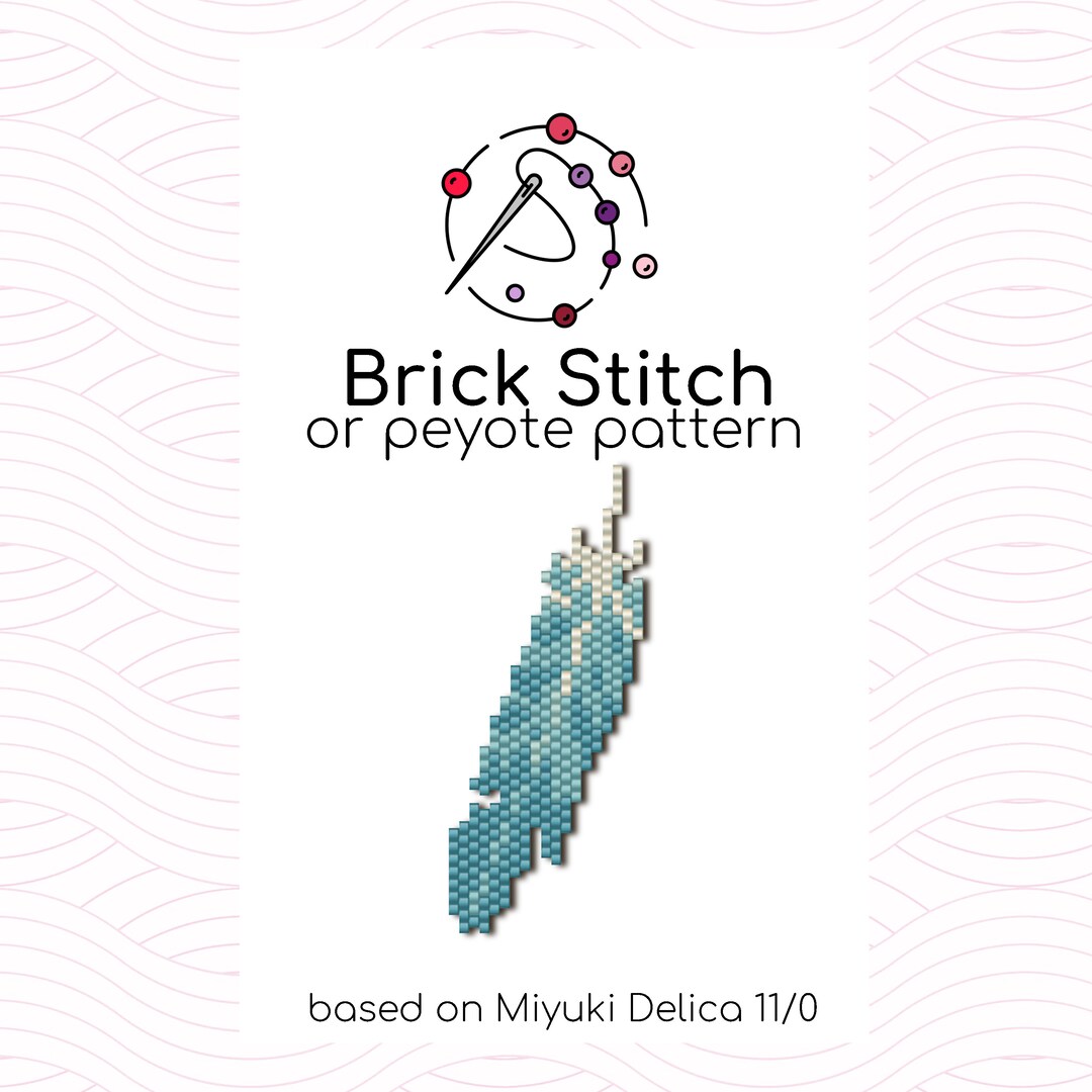 Blue Feather Brick Stitch Pattern - Brick or Peyote Stitch Pattern ...