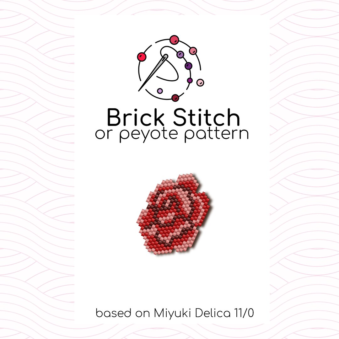 Small Rose Brick Stitch Pattern - Brick or Peyote Stitch Pattern Based on Miyuki Delica Seed ...