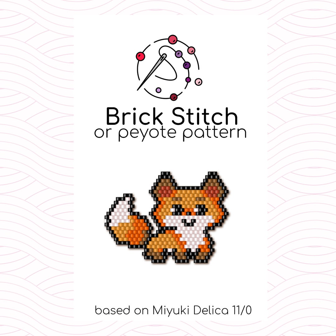 Little Fox Brick Stitch Pattern - Brick or Peyote Stitch Pattern Based ...