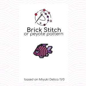 Pink Relaxed Fish Brick Stitch Pattern - Brick or Peyote Stitch Pattern ...