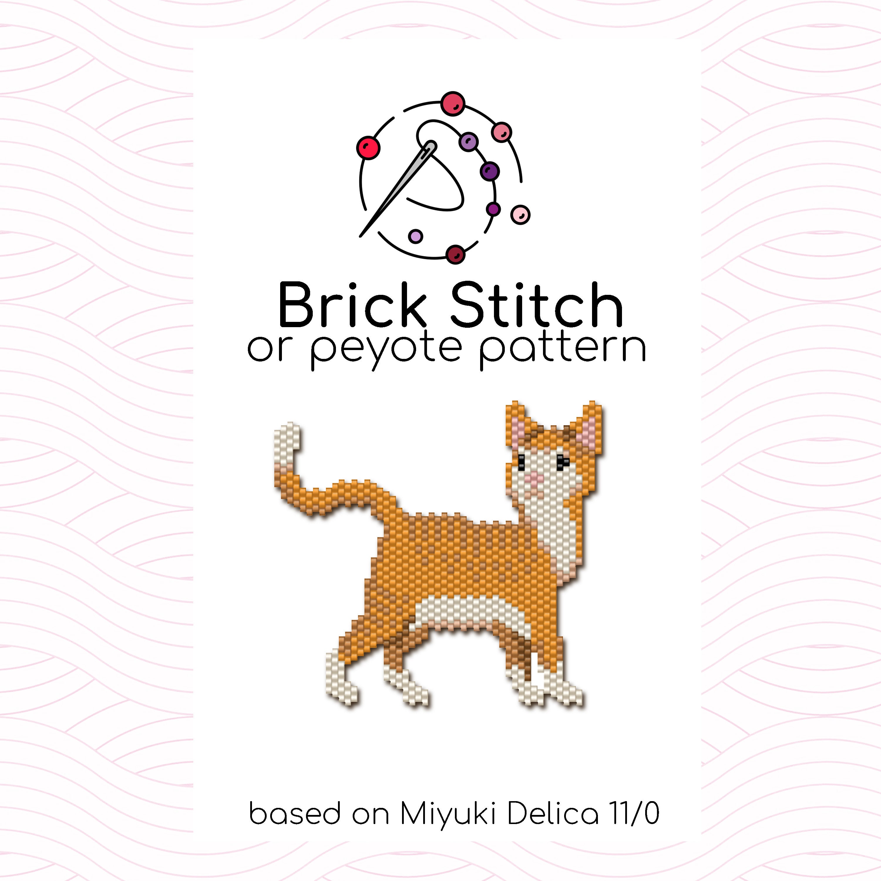 Red Cat Brick Stitch Pattern - Brick or Peyote Stitch Pattern Based on ...